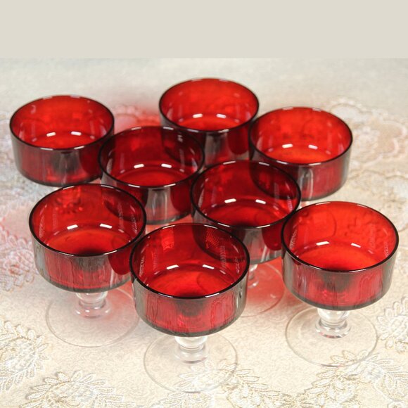 Lumincarc | Dining | Eight Luminarc Ruby Red Bowl Clear Footed Dessert ...